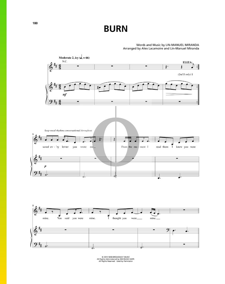Burn (Lin-Manuel Miranda) Piano Sheet Music - OKTAV