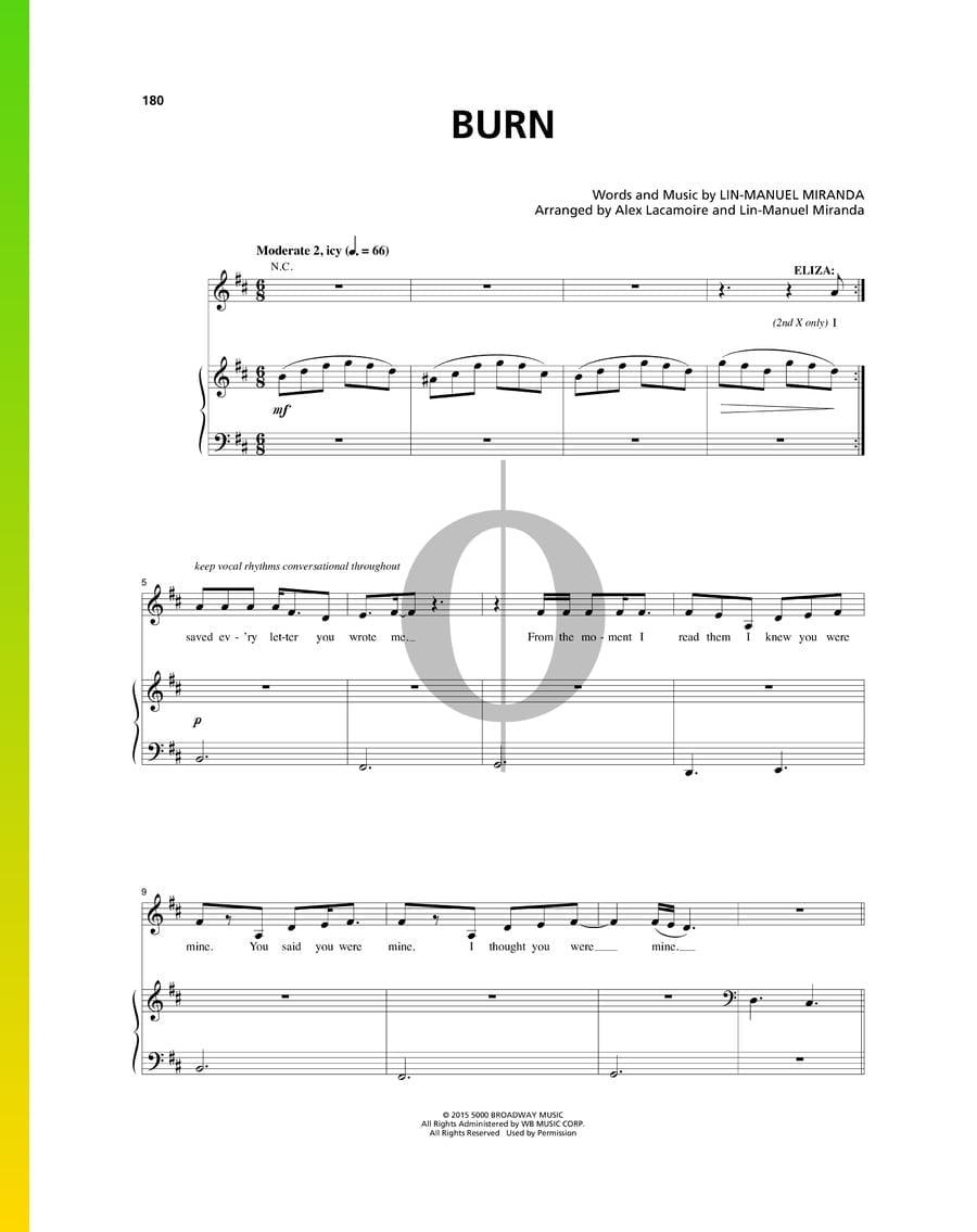 Burn (Lin-Manuel Miranda) Piano Sheet Music - OKTAV