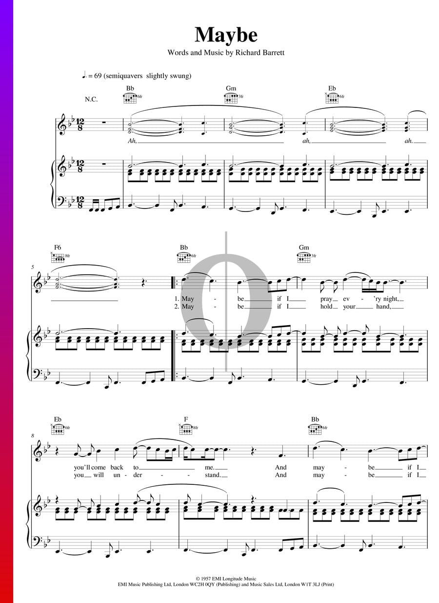 Maybe (The Chantels) Piano Sheet Music - OKTAV