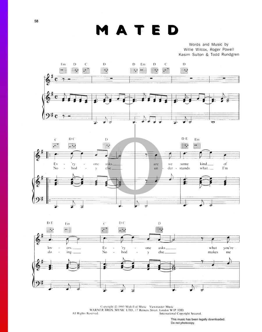 Mated (Utopia) Piano Sheet Music - OKTAV
