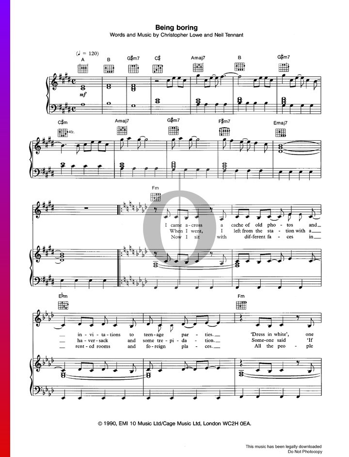 Being Boring Sheet Music (Piano, Voice, Guitar) - PDF Download & Streaming - OKTAV