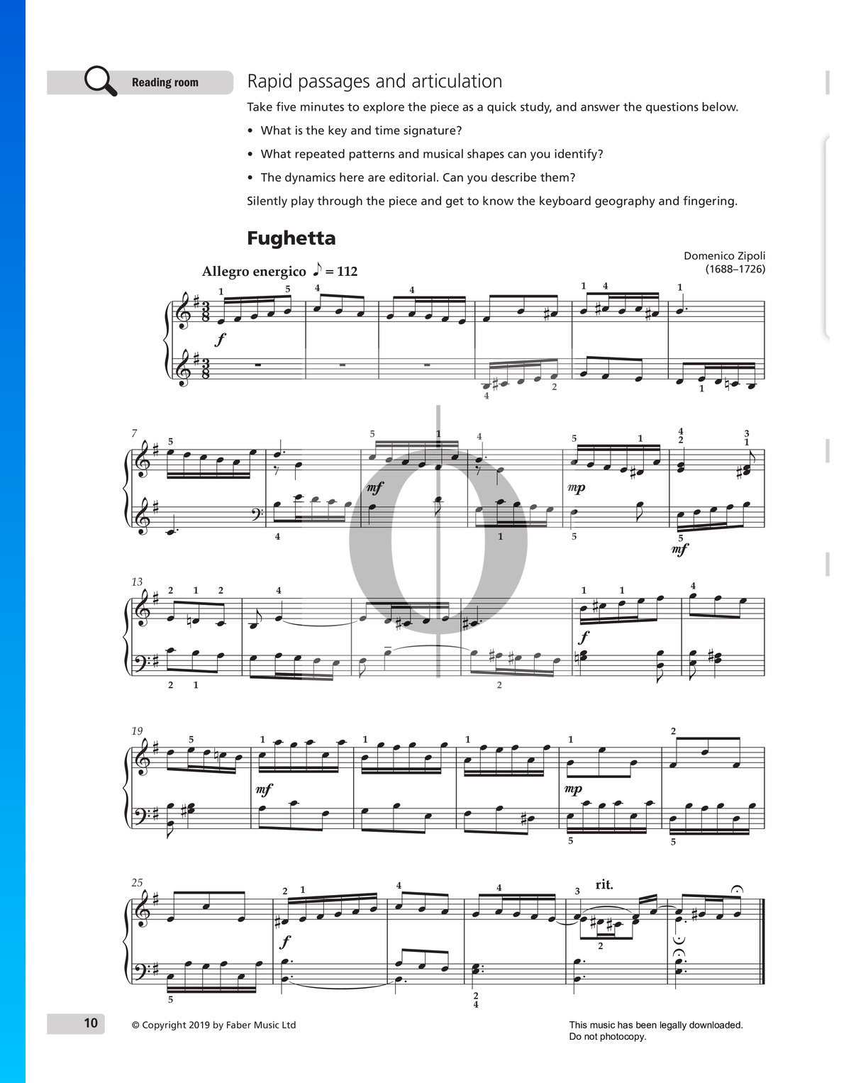Fughetta (Domenico Zipoli) Piano Sheet Music - OKTAV