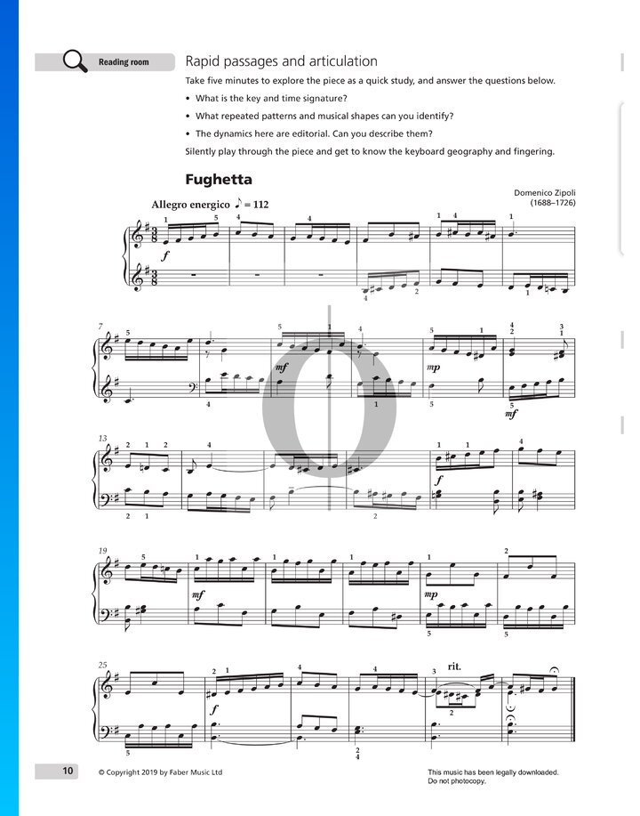 Fughetta (Domenico Zipoli) Piano Sheet Music - OKTAV