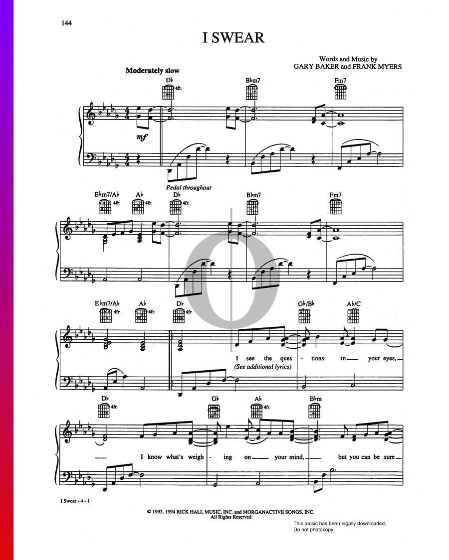 I Swear (All-4-One) Piano Sheet Music - OKTAV
