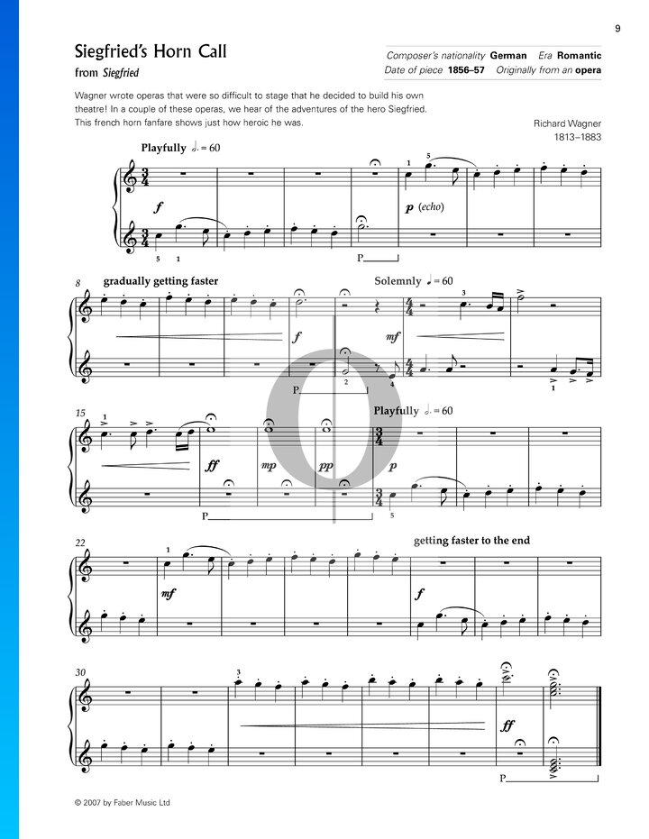 Siegfried, WWV 86 C: Siegfried's Horn Call (Richard Wagner) Piano Sheet ...