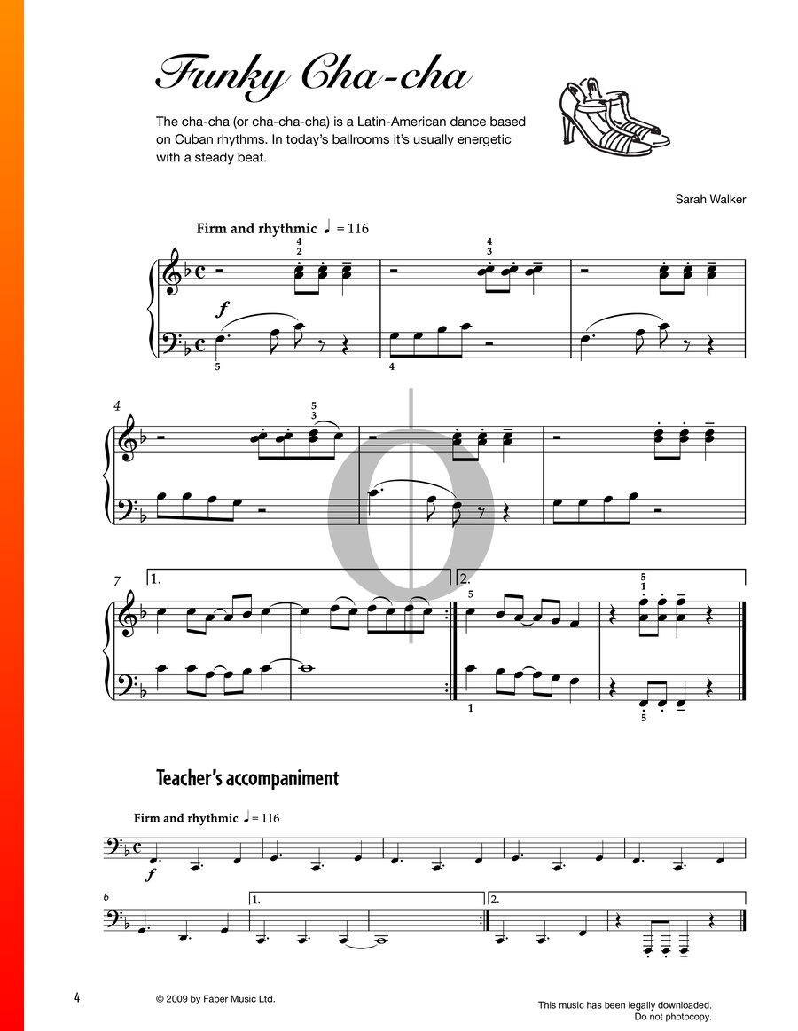 Funky Cha-Cha (Sarah Walker) Piano Sheet Music - OKTAV