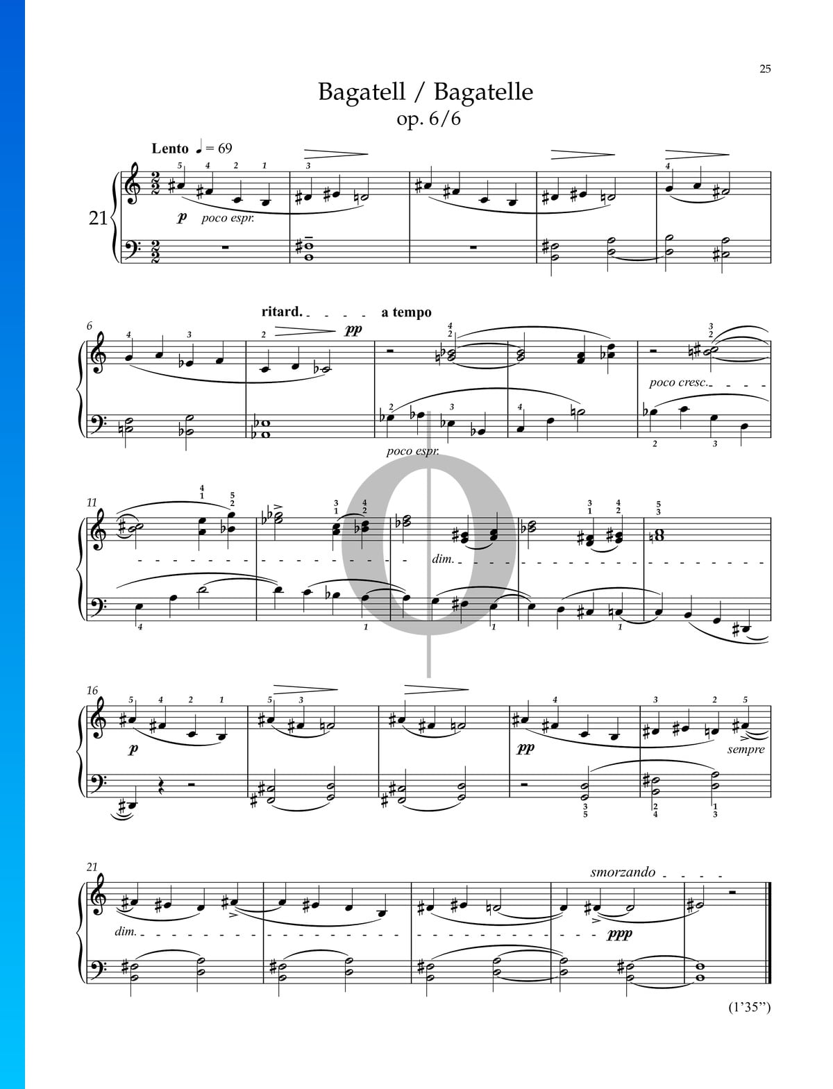 14 Bagatelles BB 50, Sz. 38 (Op. 6): No. 6 Bagatelle bladmuziek ...