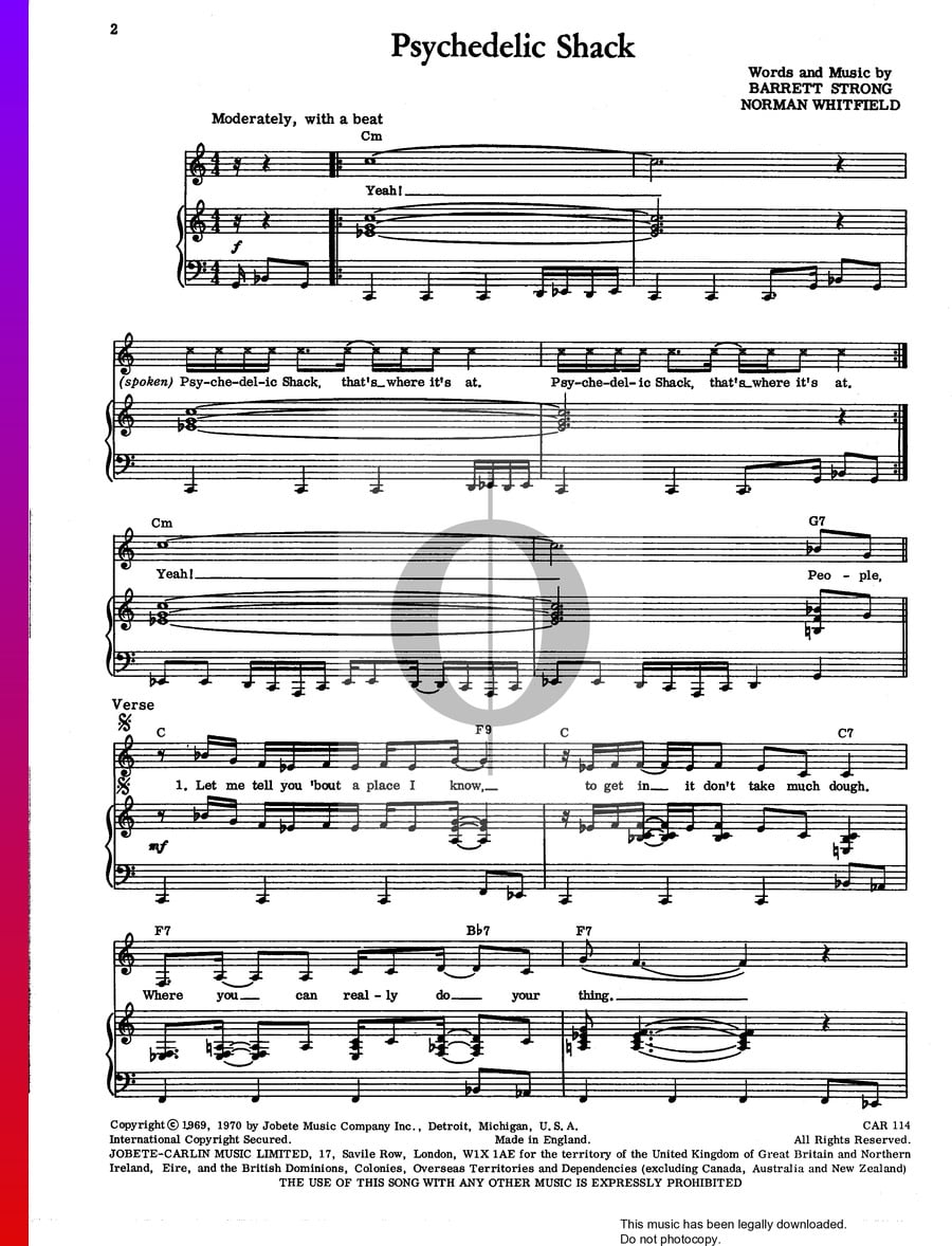 Psychedelic Shack (The Temptations) Piano Sheet Music - OKTAV