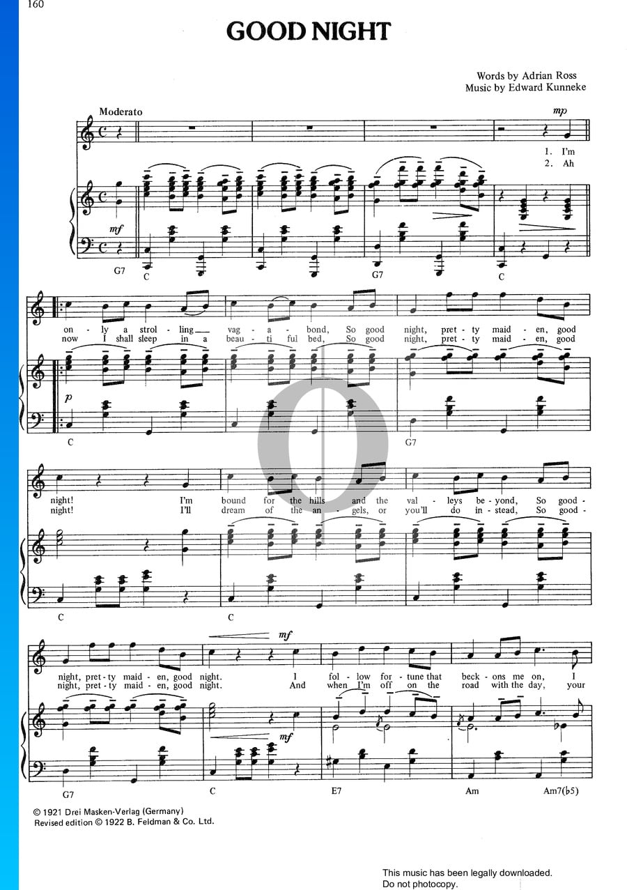 Good Night (Eduard Künneke) Piano Sheet Music - OKTAV