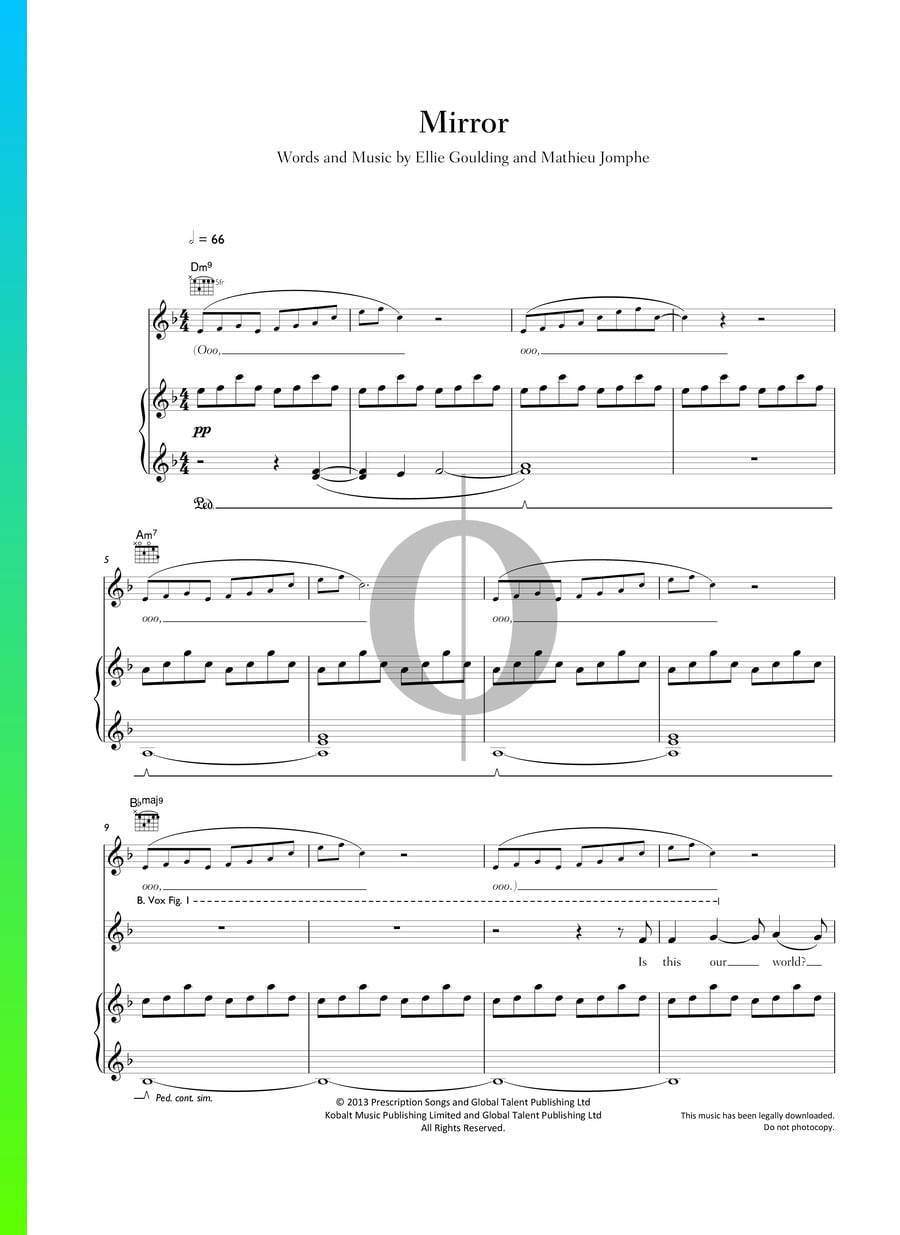 Mirror Piano Sheet Music from The Hunger Games: Catching Fire by Ellie ...