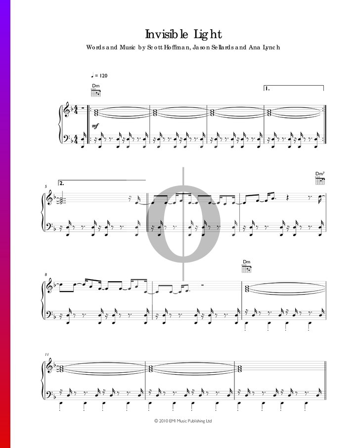 Invisible Light (Scissor Sisters) Piano Sheet Music - OKTAV