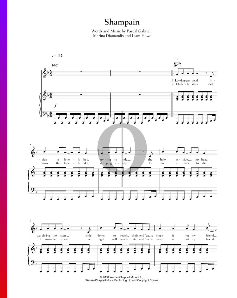 Shampain (Marina and the Diamonds) Piano Sheet Music - OKTAV