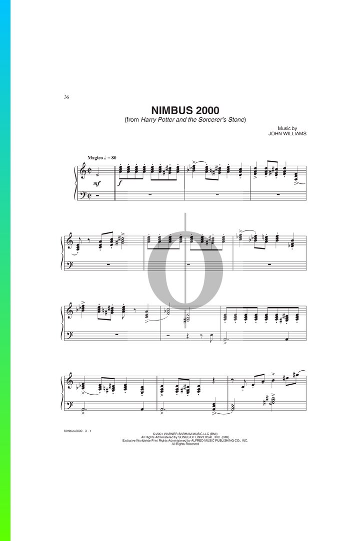Nimbus 2000 Piano Sheet Music from Harry Potter and the Philosopher's ...