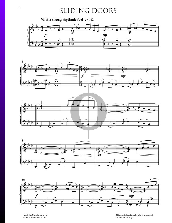 Sliding Doors (Pam Wedgwood) Piano Sheet Music - OKTAV