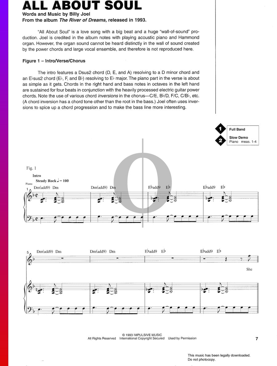 All About Soul (Billy Joel) Piano Sheet Music - OKTAV