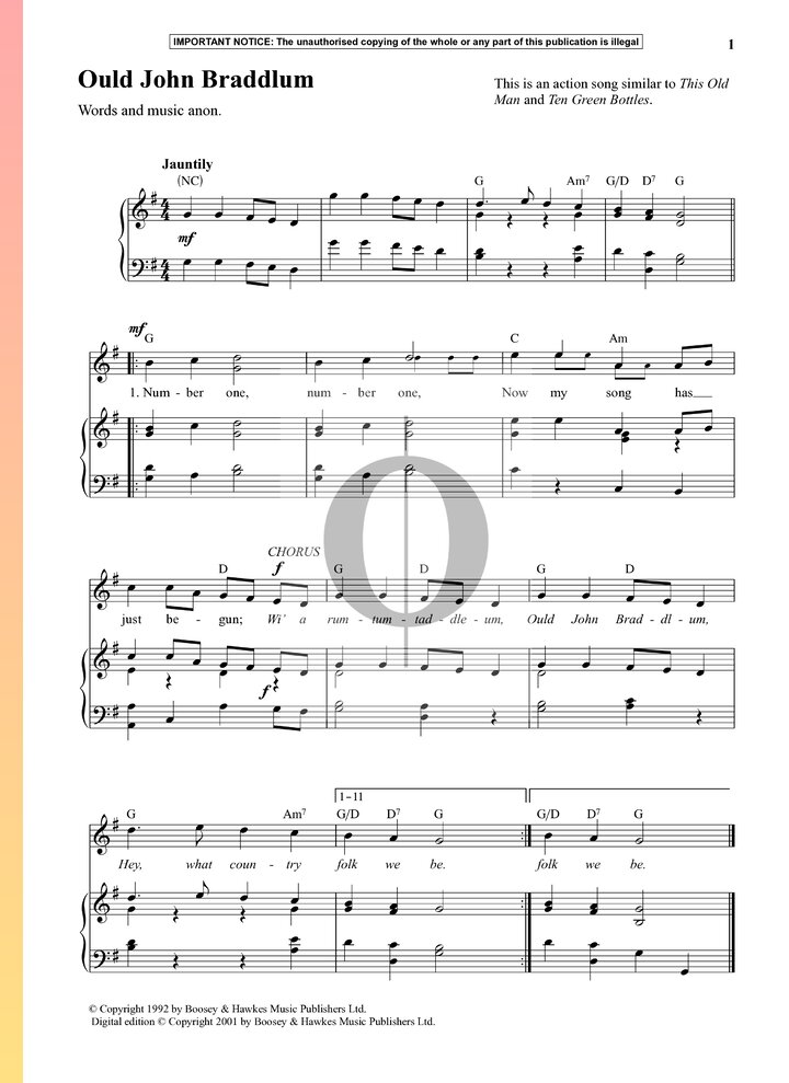 Ould John Braddlum (Anonymous) Piano Sheet Music - OKTAV