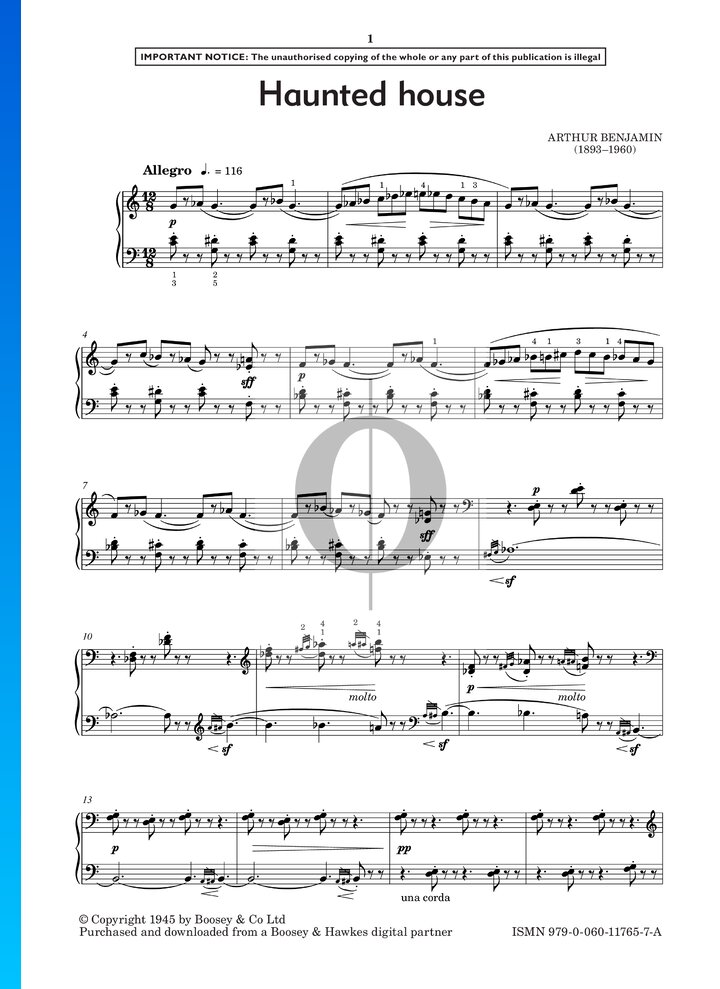 Haunted House (Arthur Benjamin) Piano Sheet Music - OKTAV