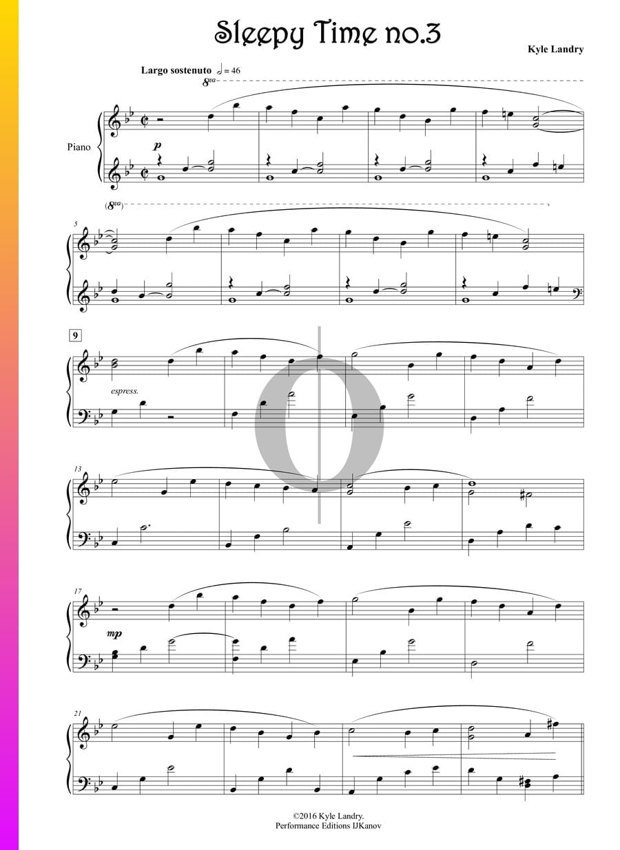 Sleepy Time no. 3 (Kyle Landry) Piano Sheet Music - OKTAV