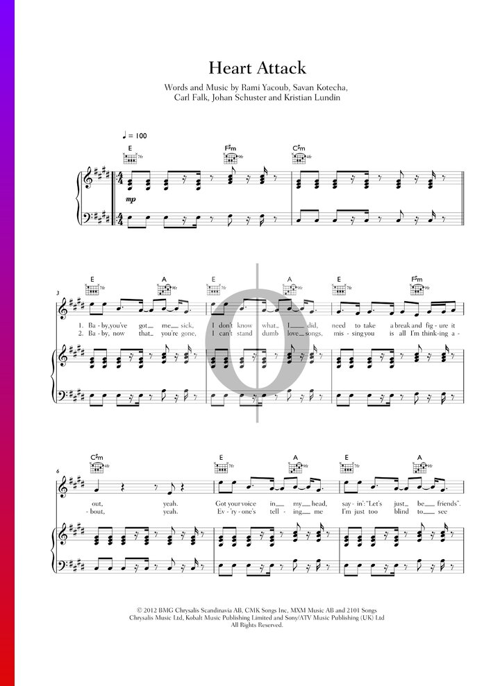 Heart Attack (One Direction) Piano Sheet Music - OKTAV