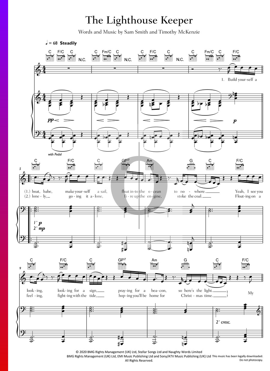 The Lighthouse Keeper (Sam Smith) Piano Sheet Music - OKTAV