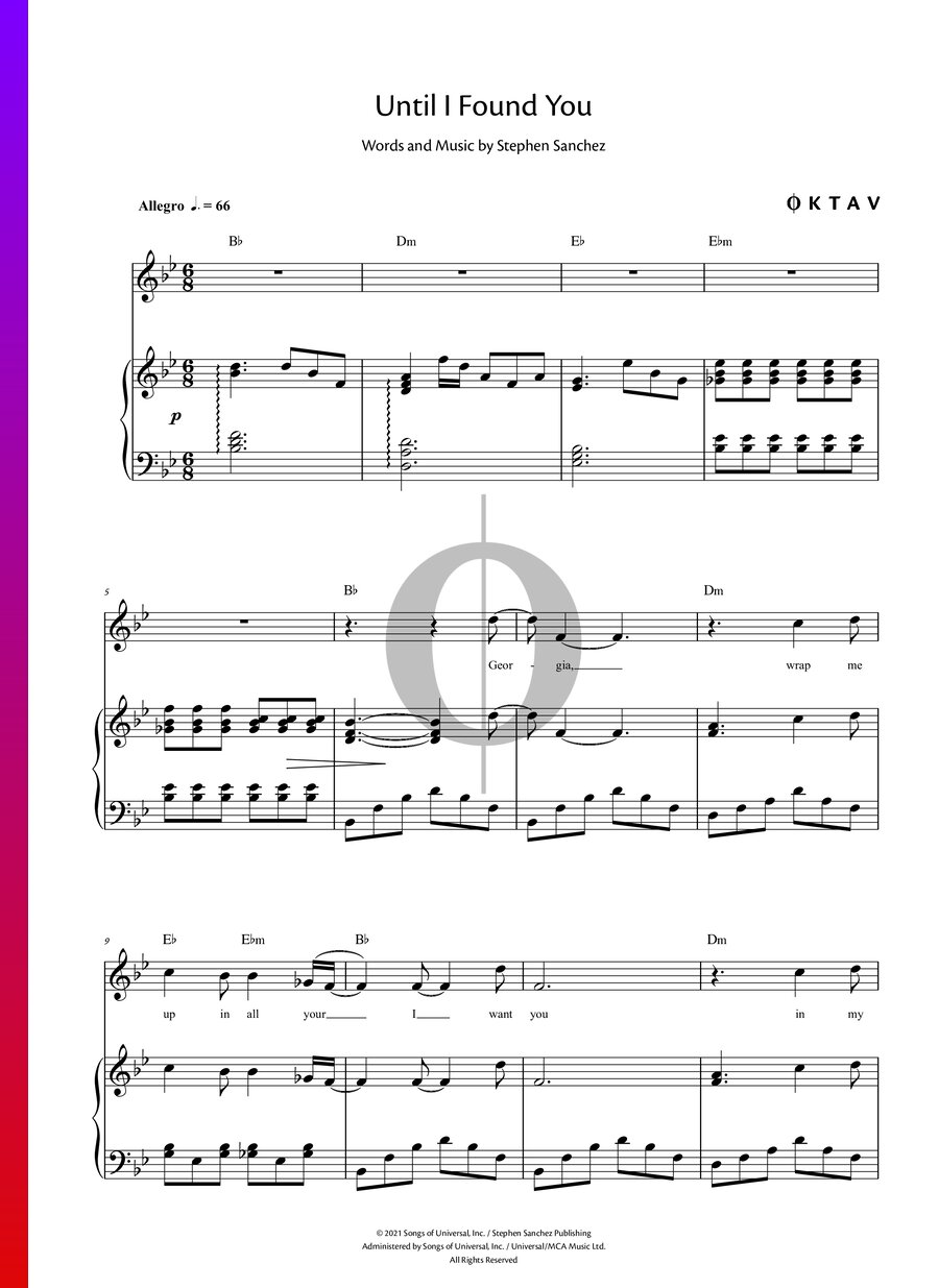 Until I Found You (Stephen Sanchez) Piano Sheet Music - OKTAV