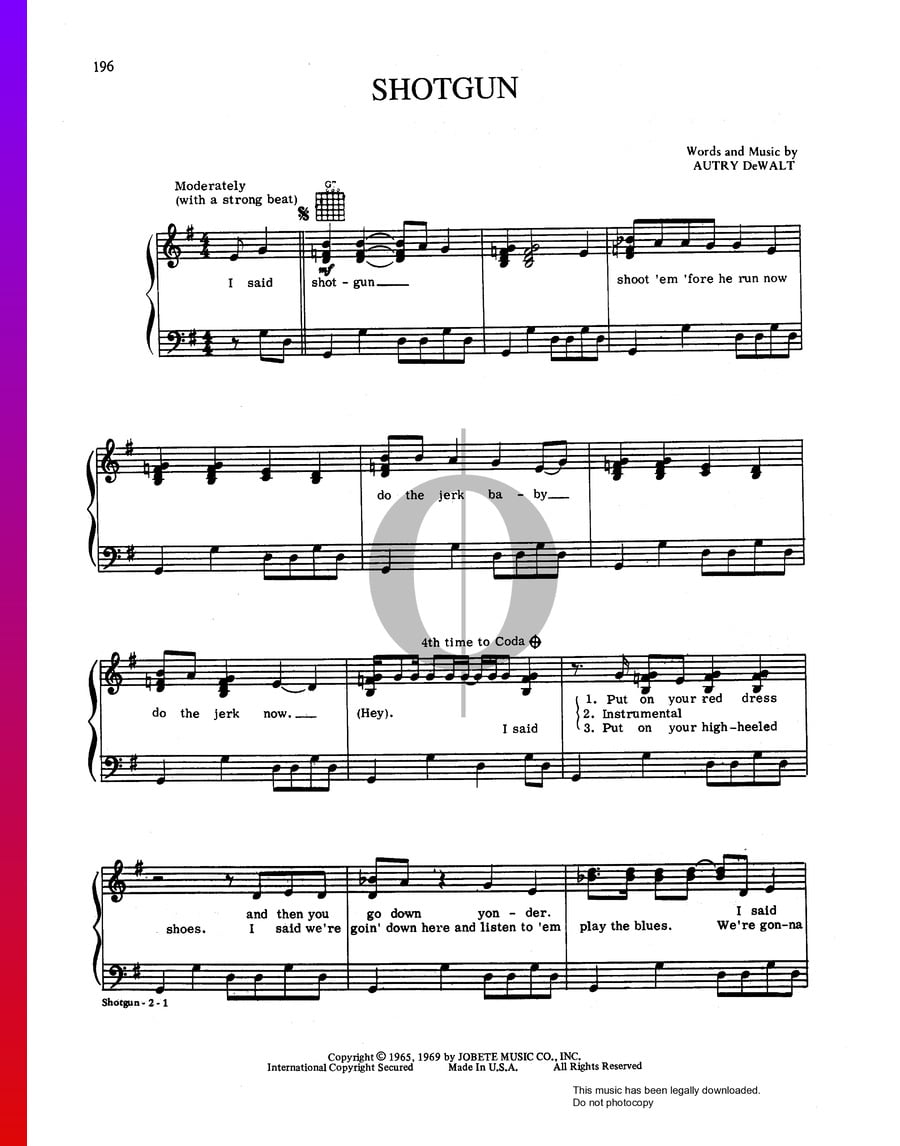 Shotgun (Junior Walker & the All Stars) Piano Sheet Music - OKTAV