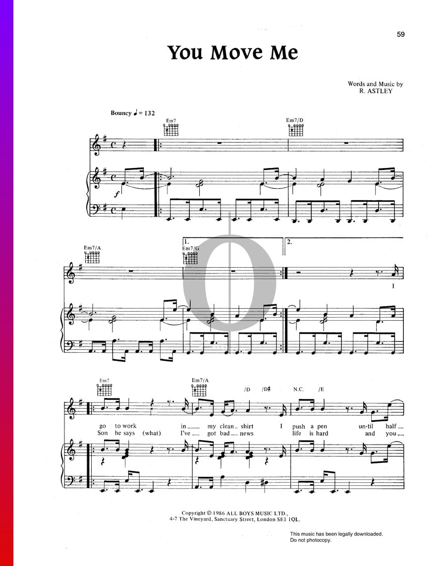 You Move Me Sheet Music (Piano, Voice, Guitar) | PDF Download - OKTAV
