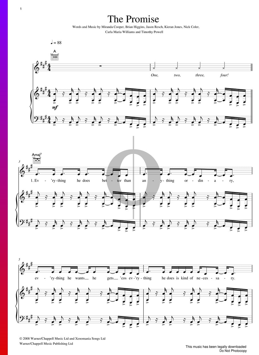 The Promise (Girls Aloud) Piano Sheet Music - OKTAV