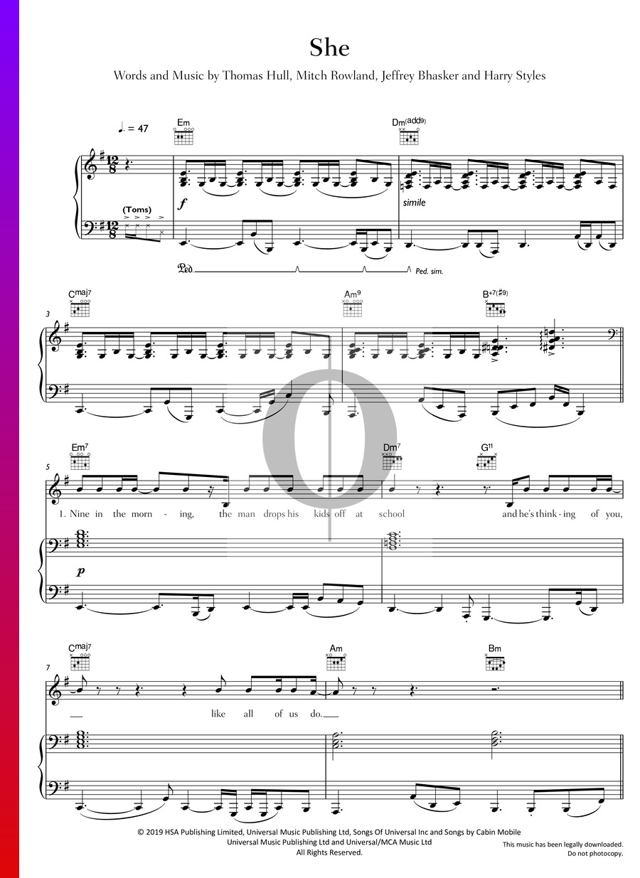 She (Harry Styles) Piano Sheet Music - OKTAV