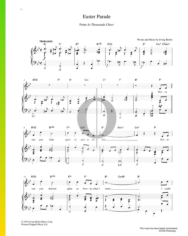 Easter Parade (Irving Berlin) Piano Sheet Music - OKTAV