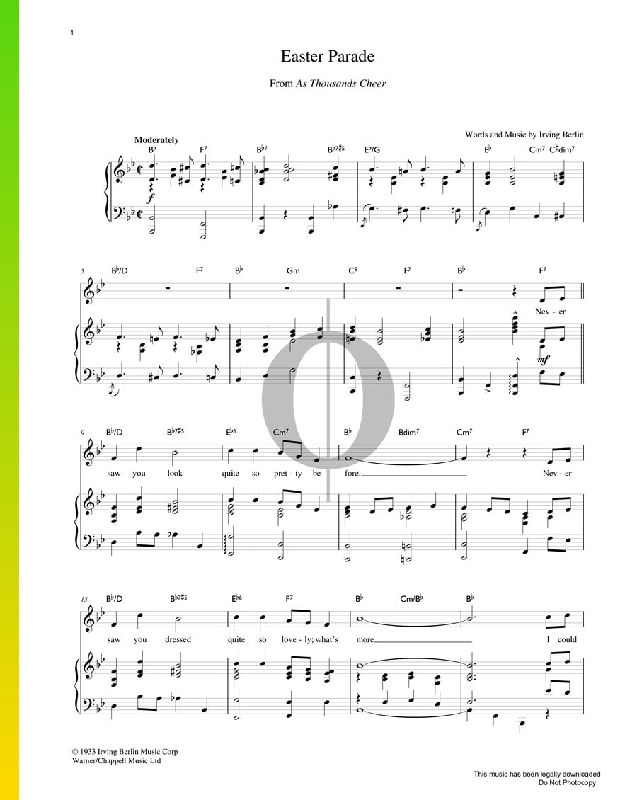 Easter Parade (Irving Berlin) Piano Sheet Music - OKTAV