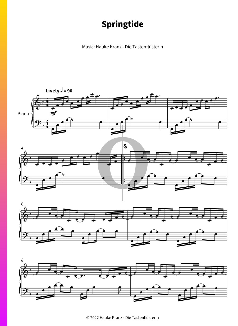 Springtide (Hauke Kranz - Die Tastenflüsterin) Piano Sheet Music - OKTAV