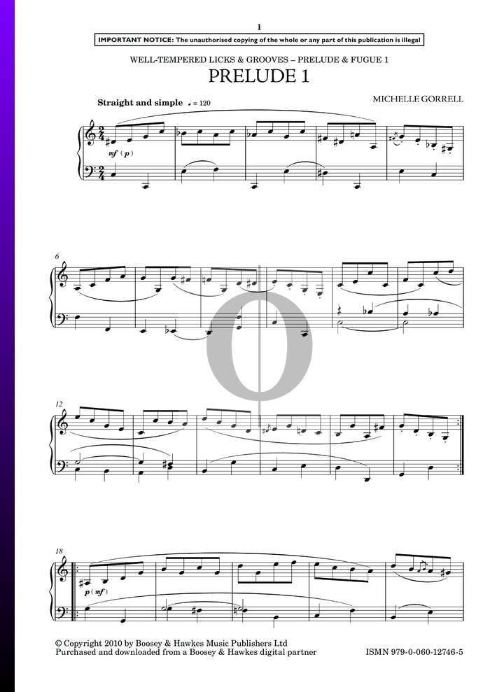 Präludium und Fuge 1 in C-Dur Klaviernoten (Michelle Gorrell) - OKTAV