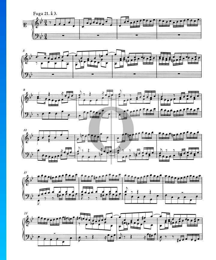 Fuge 21 B-Dur, BWV 866 Klaviernoten (Johann Sebastian Bach) - OKTAV