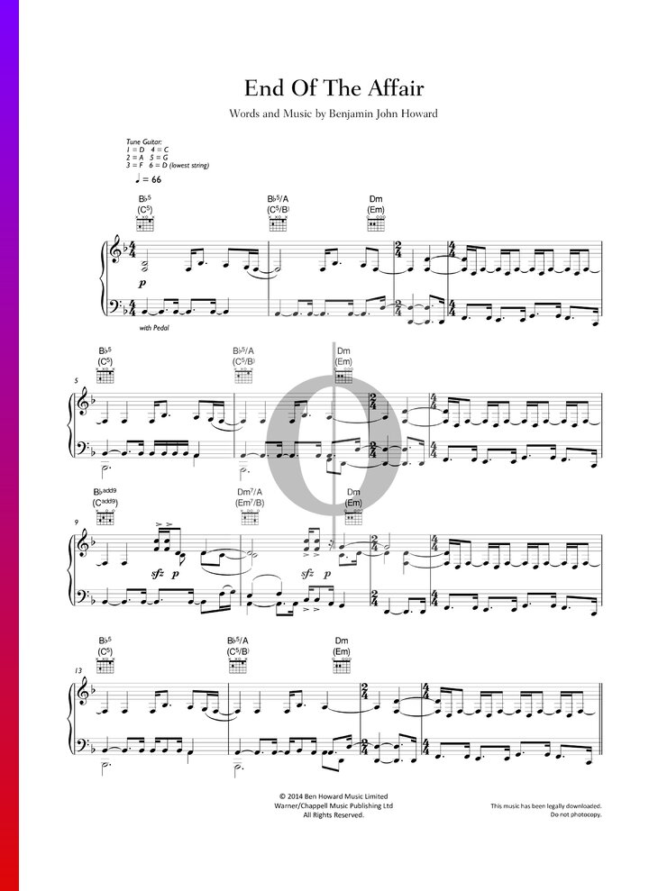 End Of The Affair (Ben Howard) Piano Sheet Music - OKTAV