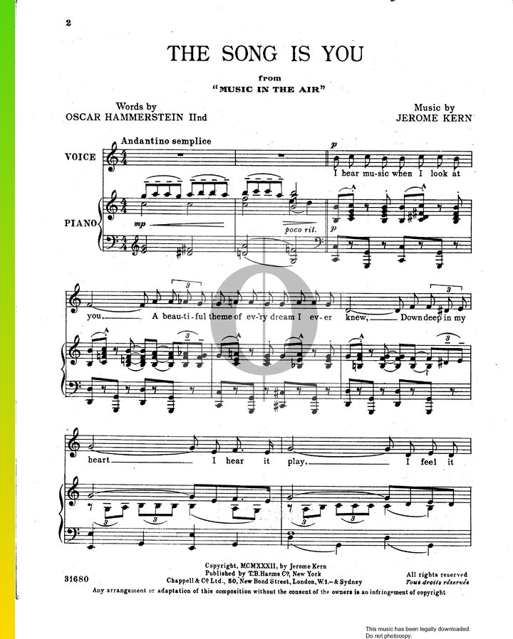The Song Is You (Frank Sinatra) Piano Sheet Music - OKTAV