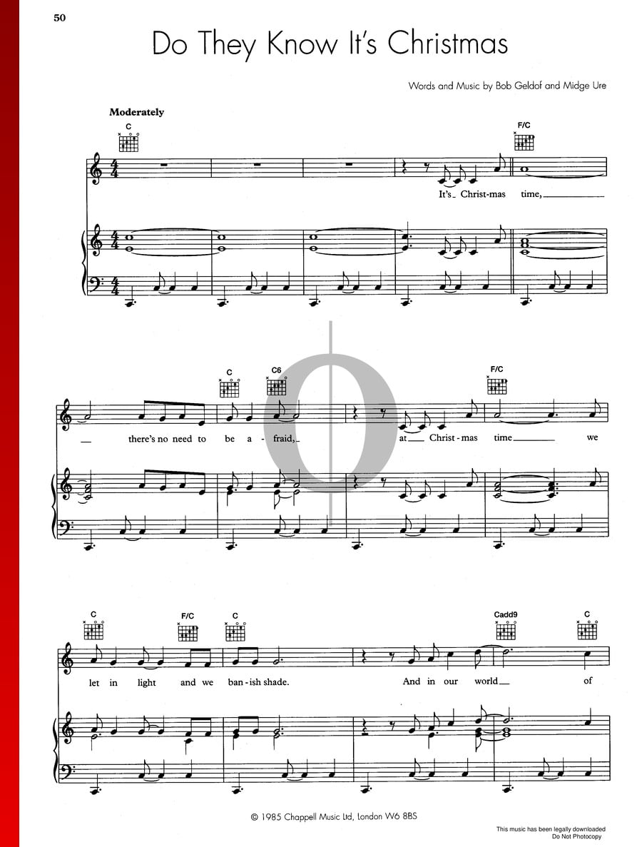 Do They Know It's Christmas? (Band Aid) Piano Sheet Music - OKTAV