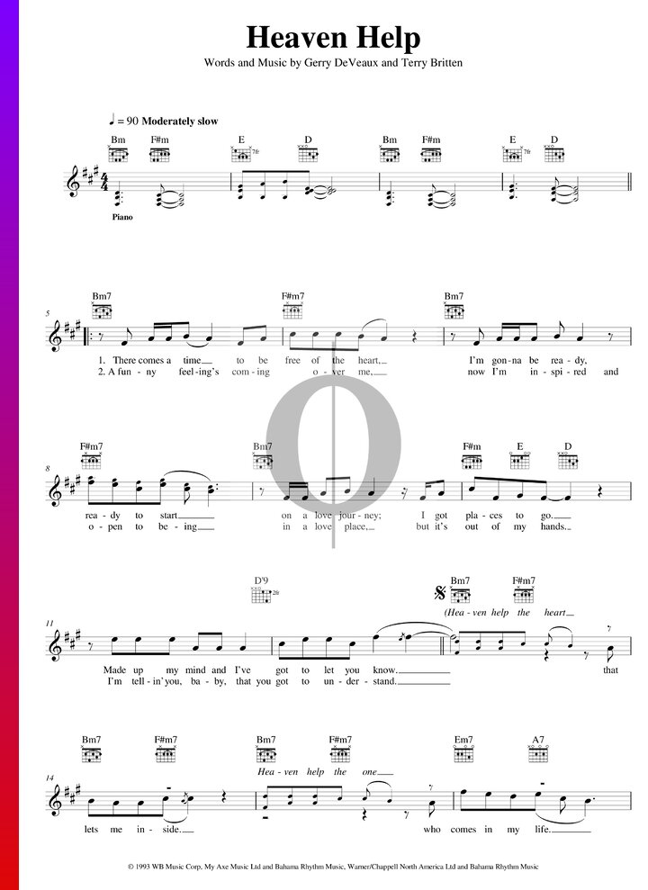 Heaven Help (Lenny Kravitz) Piano Sheet Music - OKTAV