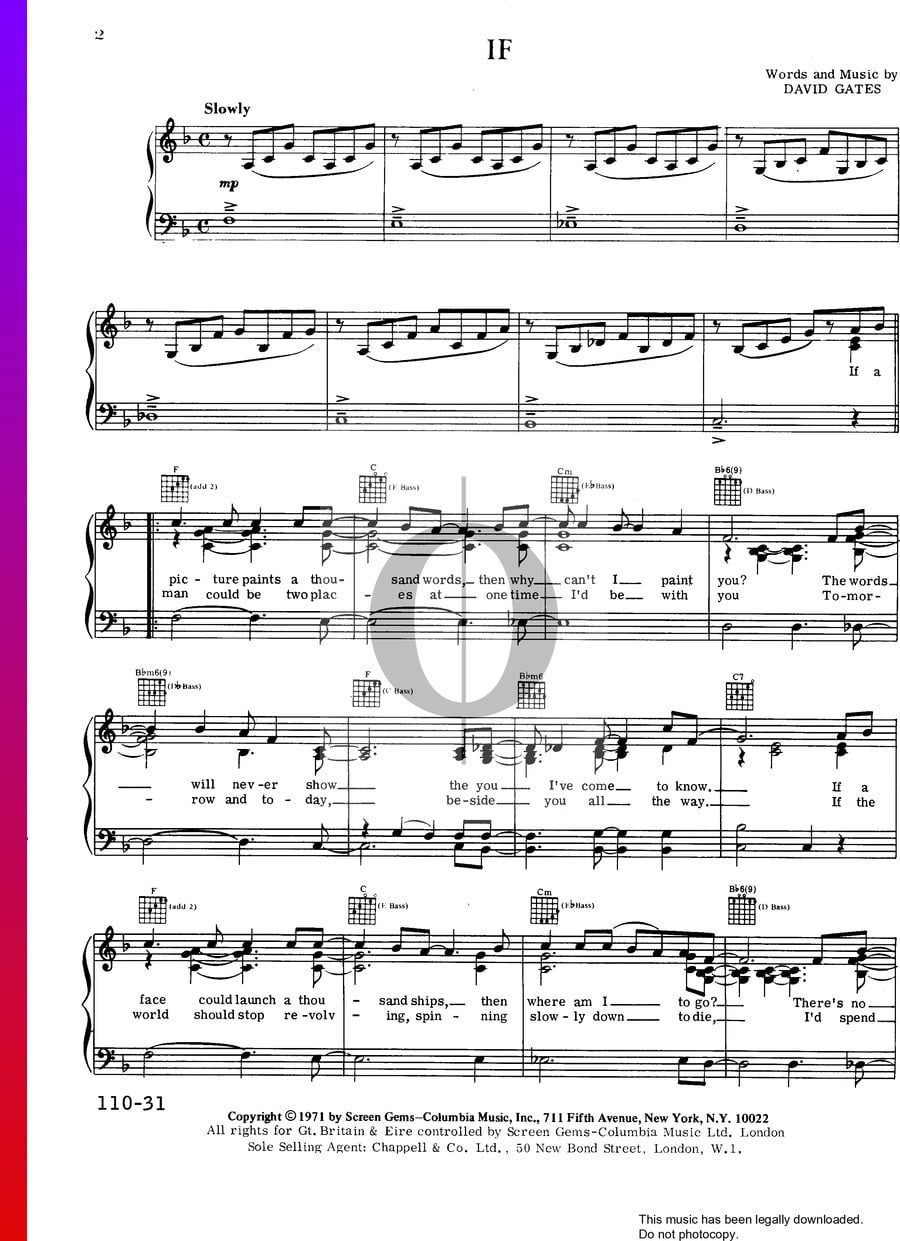 If (Bread) Piano Sheet Music - OKTAV