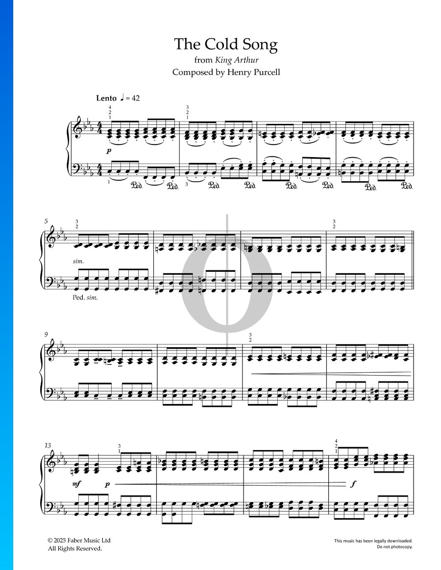 Cold Song (Henry Purcell) Piano Sheet Music - OKTAV