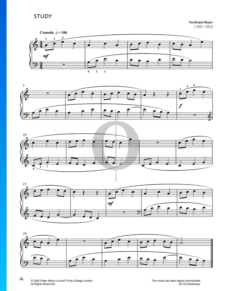 Etüde, Op. 101 Nr. 60 Klaviernoten (Ferdinand Beyer) - OKTAV