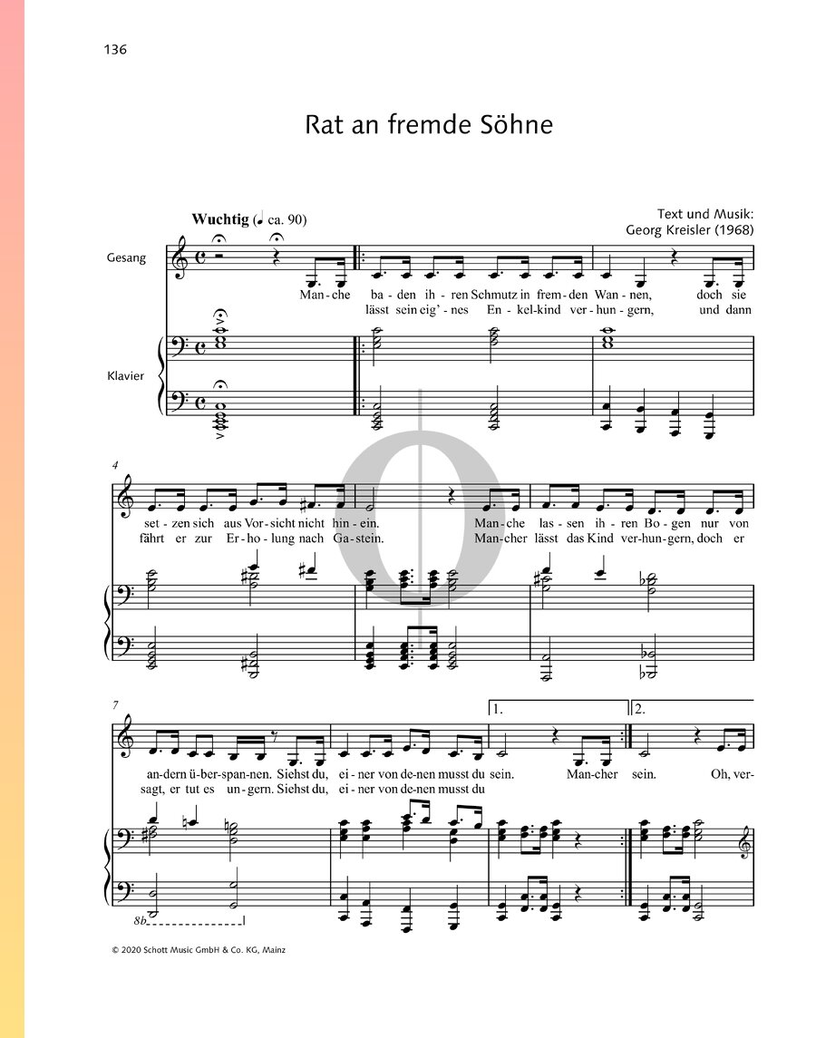 Rat an fremde Söhne (Georg Kreisler) Piano Sheet Music - OKTAV