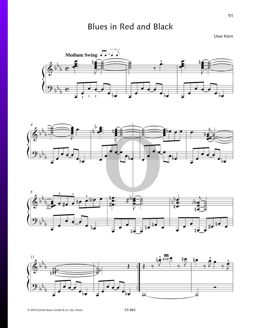 Blues in Red and Black » Uwe Korn - Partitions de piano - OKTAV