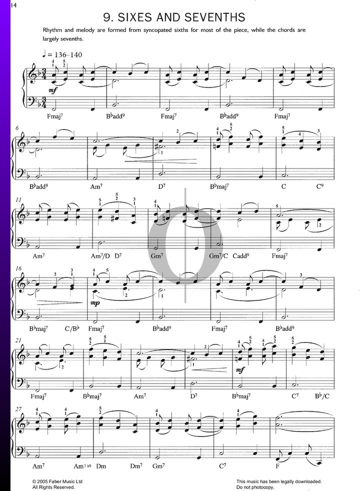 Sixes and Sevenths (John Kember) Piano Sheet Music - OKTAV