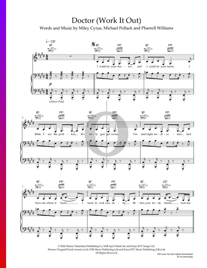 Doctor (Work It Out) (Pharrell Williams, Miley Cyrus) Piano Sheet Music ...