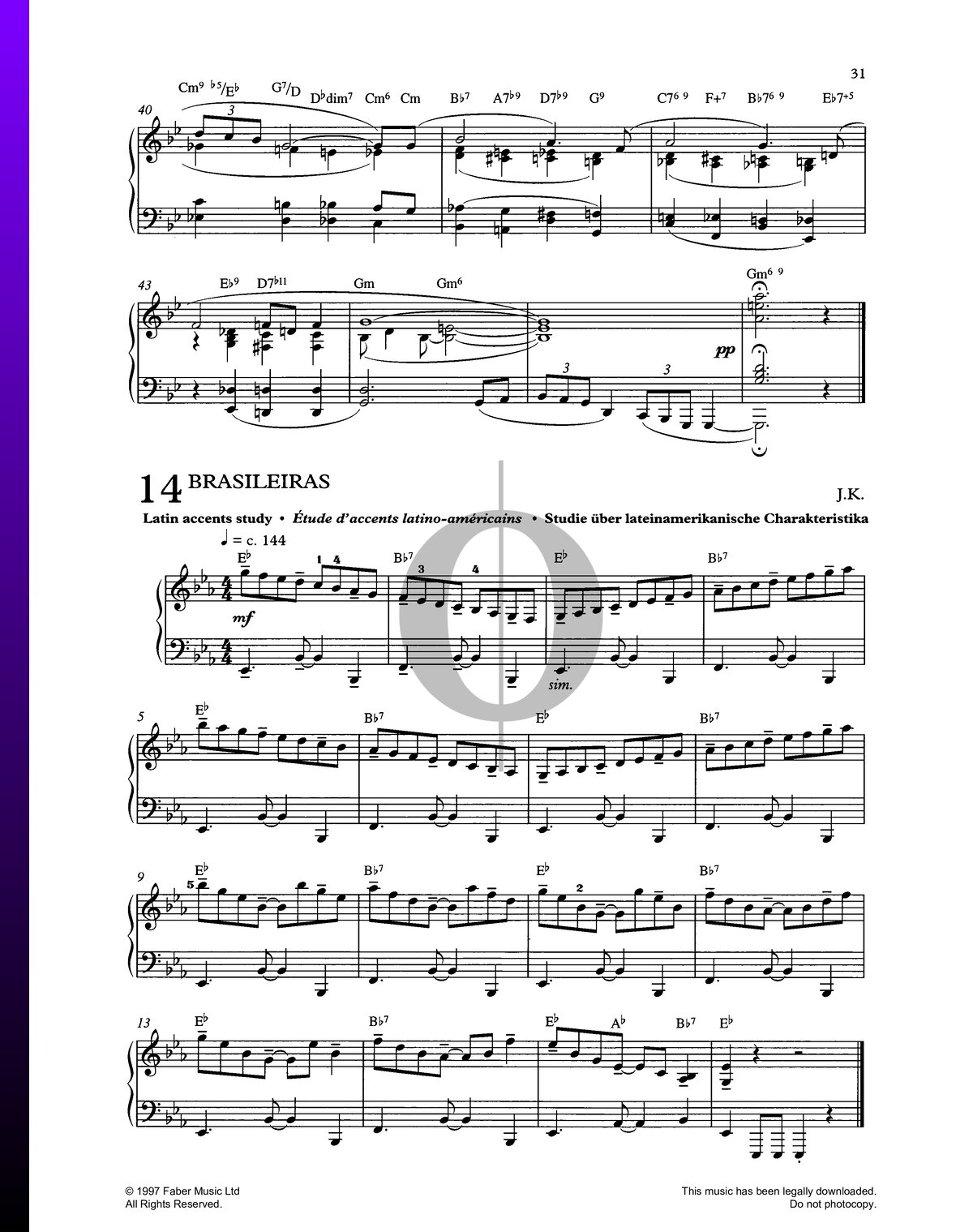 Brasileiras (John Kember) Piano Sheet Music - OKTAV