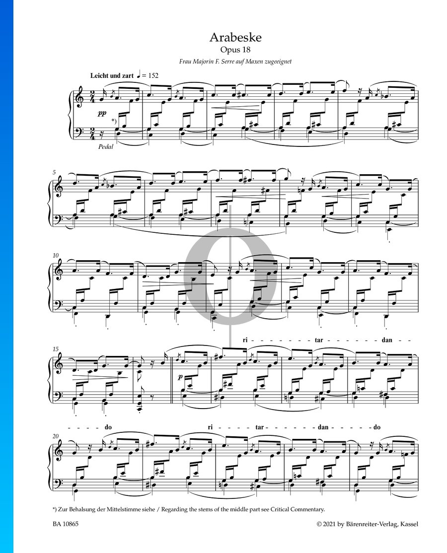 Arabesque, Op. 18 (Robert Schumann) Piano Sheet Music - OKTAV