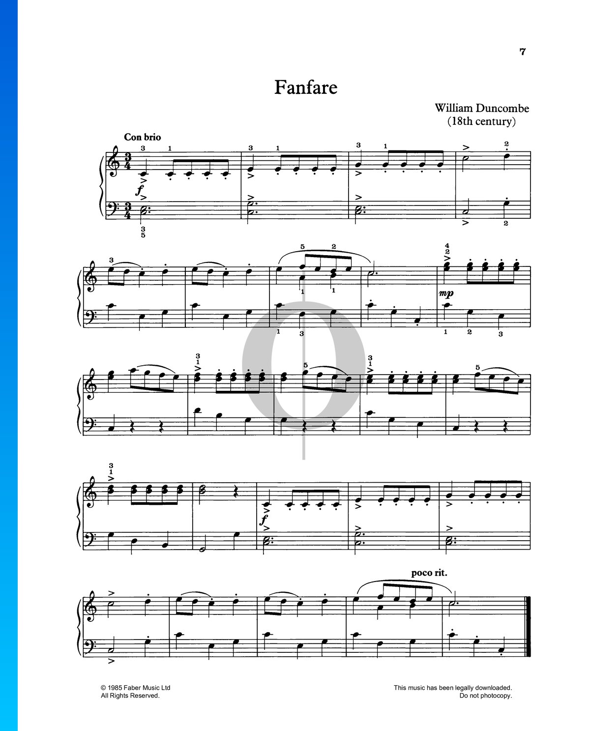 Fanfare (William Duncombe) Piano Sheet Music - OKTAV