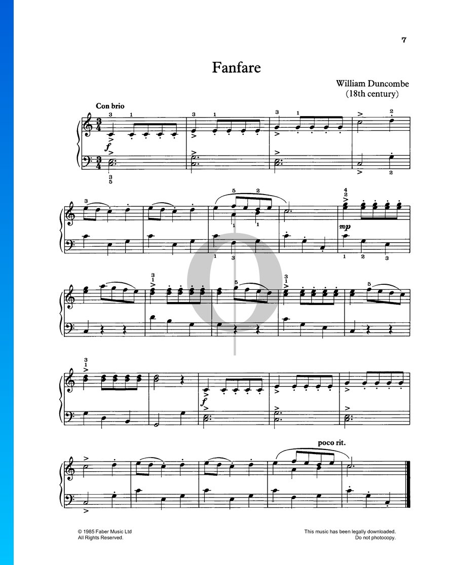 Fanfare (William Duncombe) Piano Sheet Music - OKTAV
