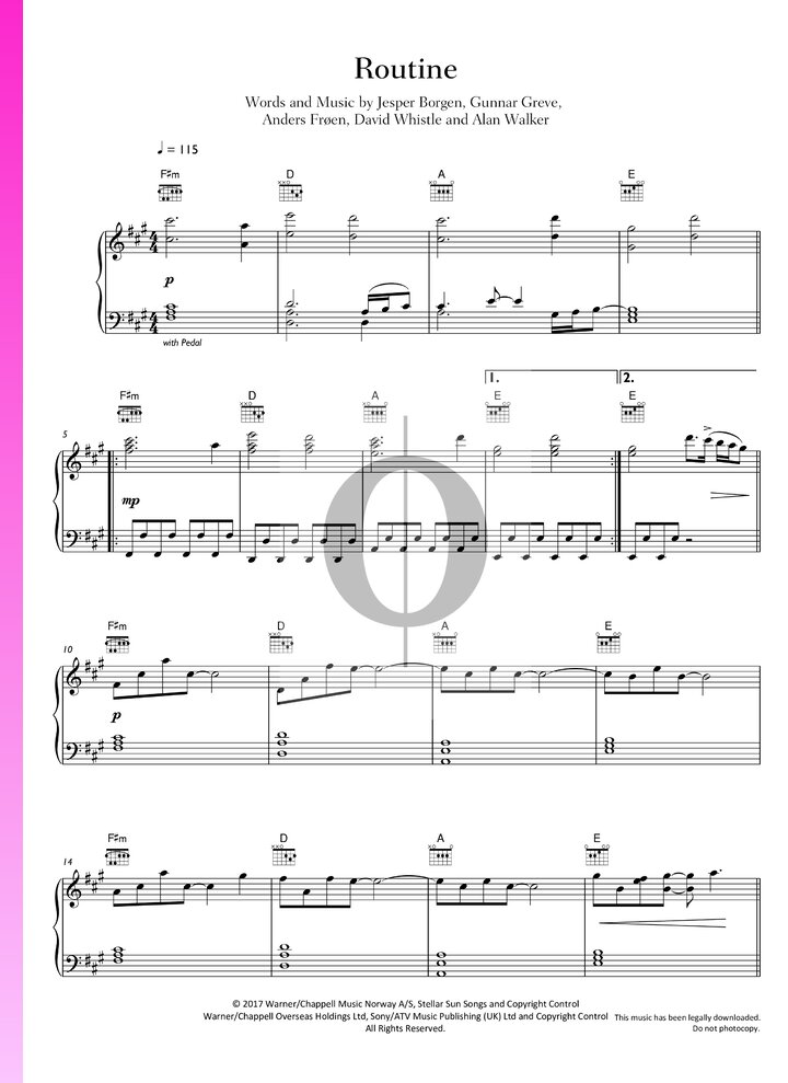Routine (Alan Walker, David Whistle) Piano Sheet Music - OKTAV